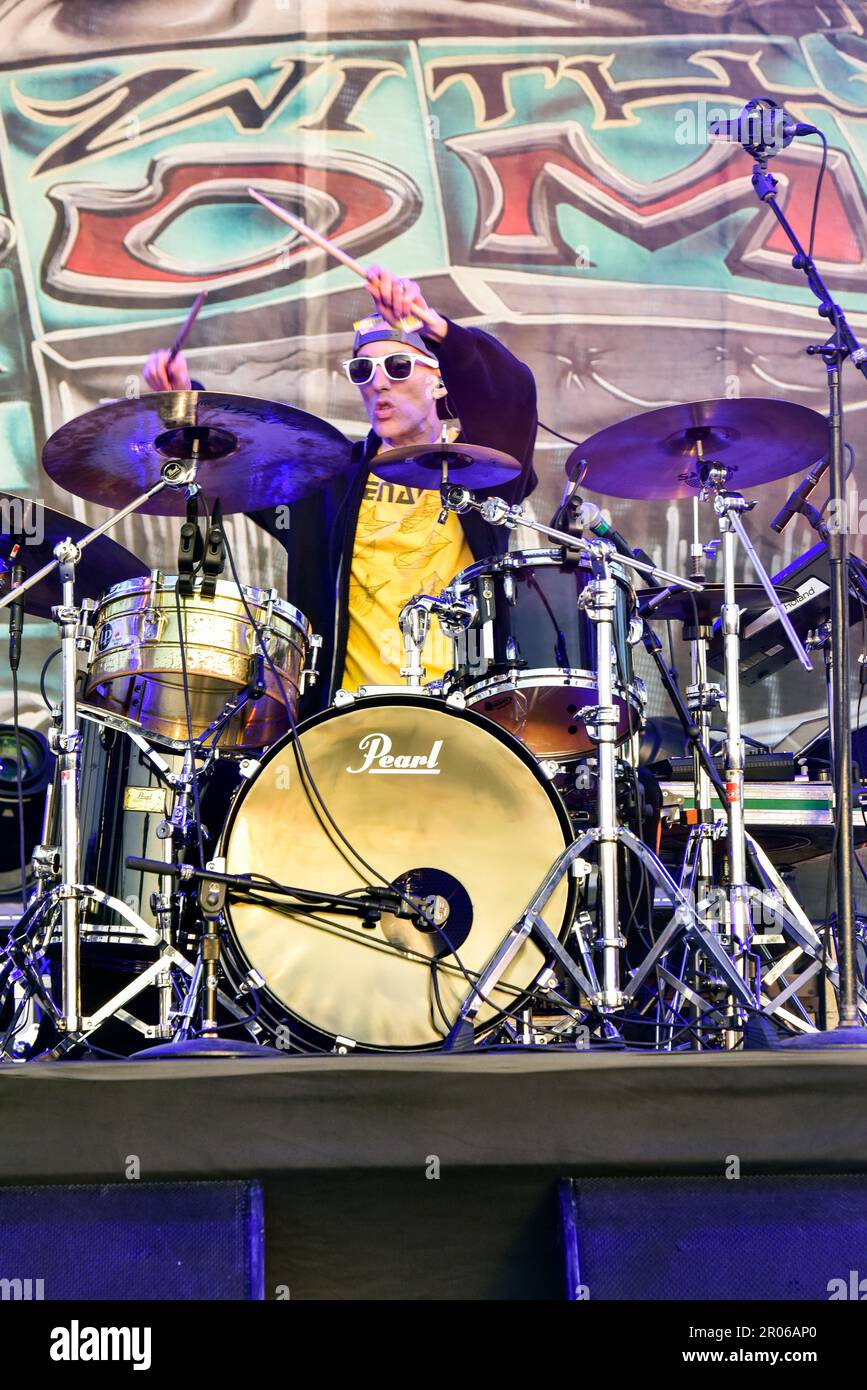 Redondo Beach, California, May 6, 2023 - The drummer for Sublime with ...