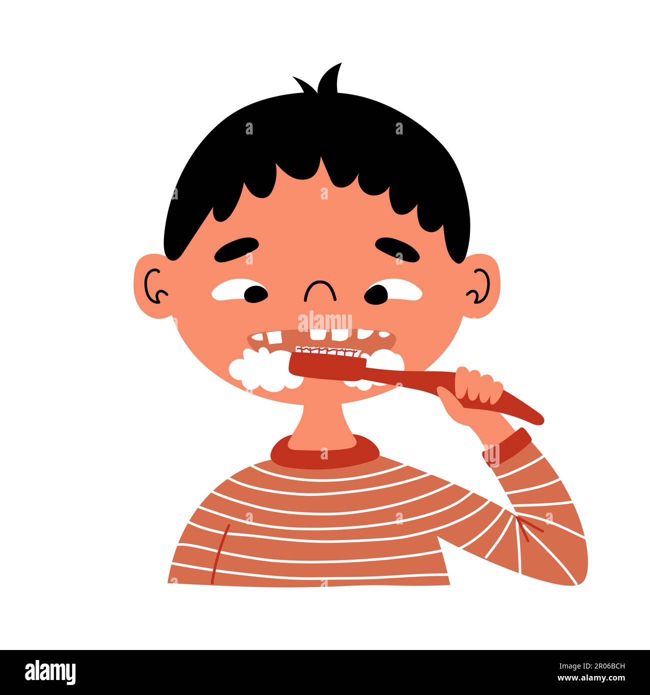 Boy brushing teeth. Vector hand drawn illustration Stock Vector Image ...