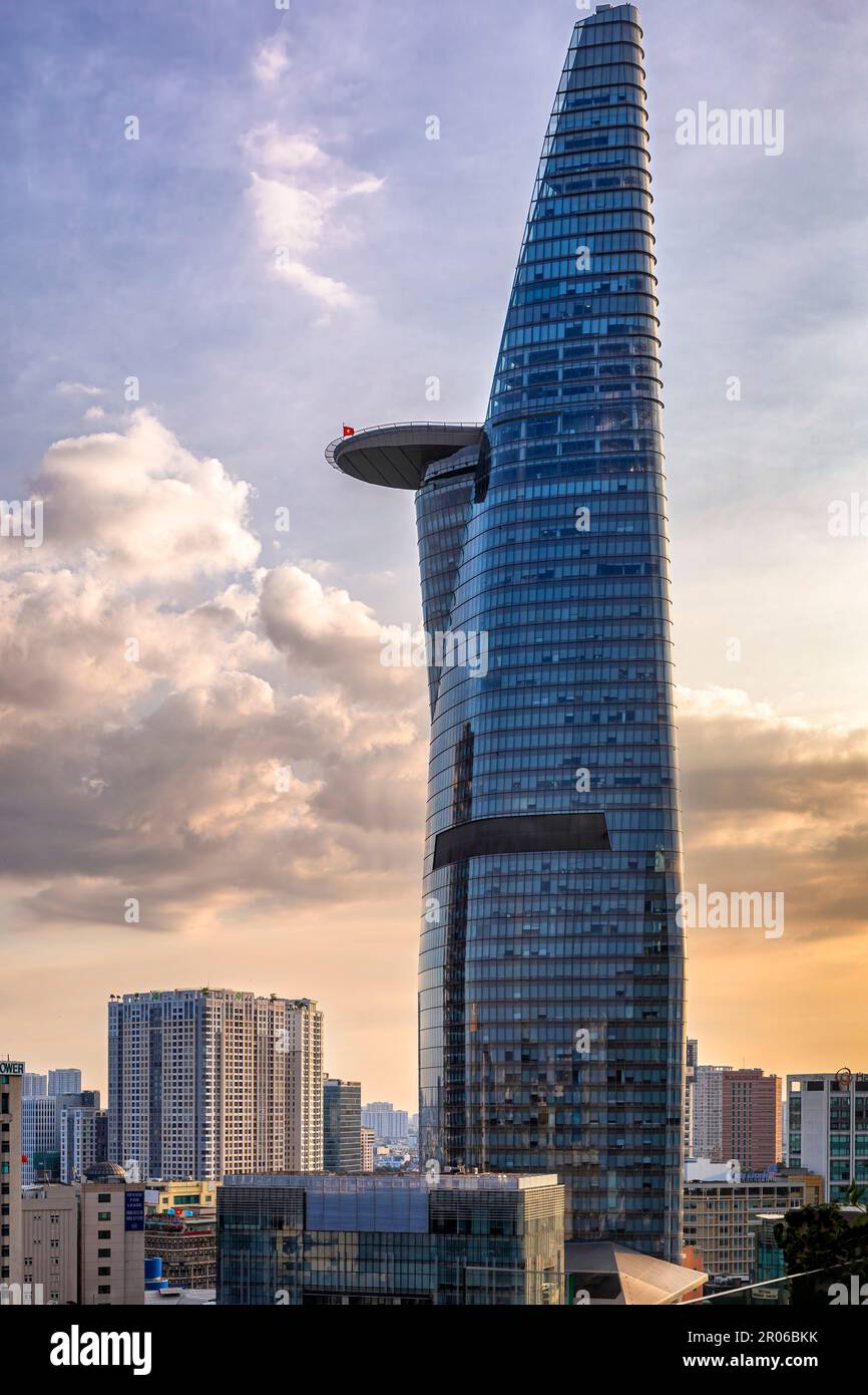 Bitexco Financial Tower, Ho Chi Minh City evening skyline landscape ...