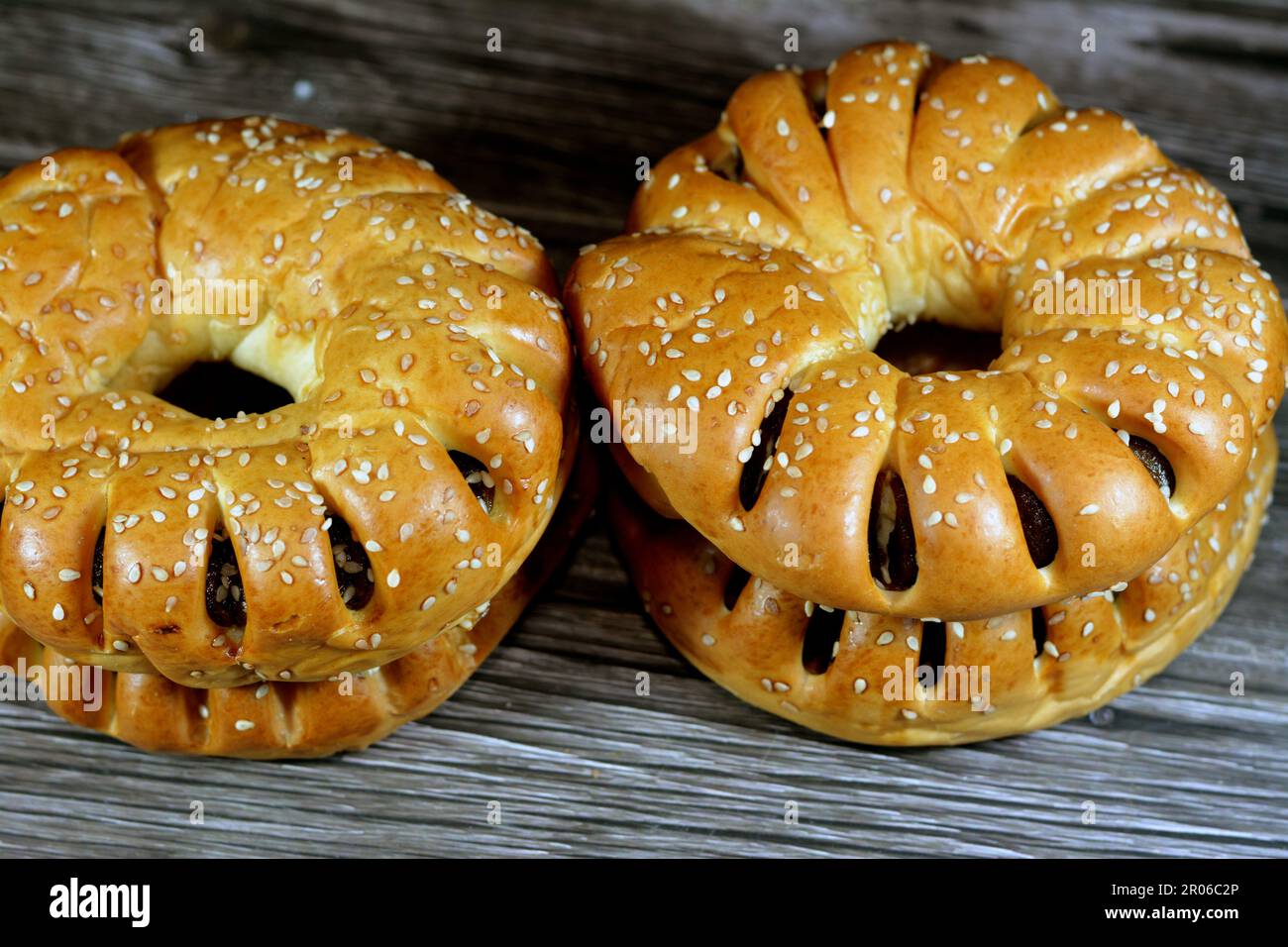 soft and chewy Date Filled Ajwa Agwa bun, golden-brown glaze dessert ...
