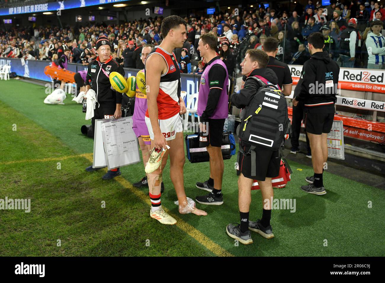 Rowan Marshall of the Saints stands at the bench following the AFL ...