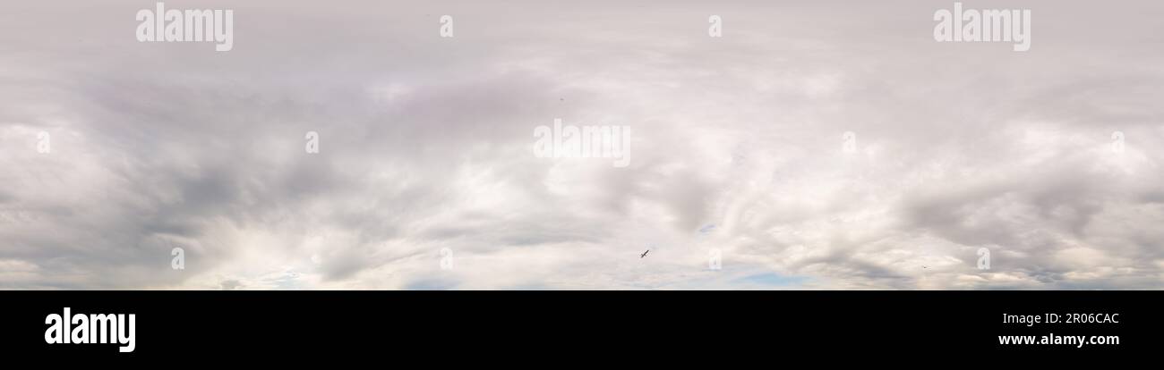 Dramatic overcast sky panorama with dark gloomy rainy clouds. HDR 360 ...