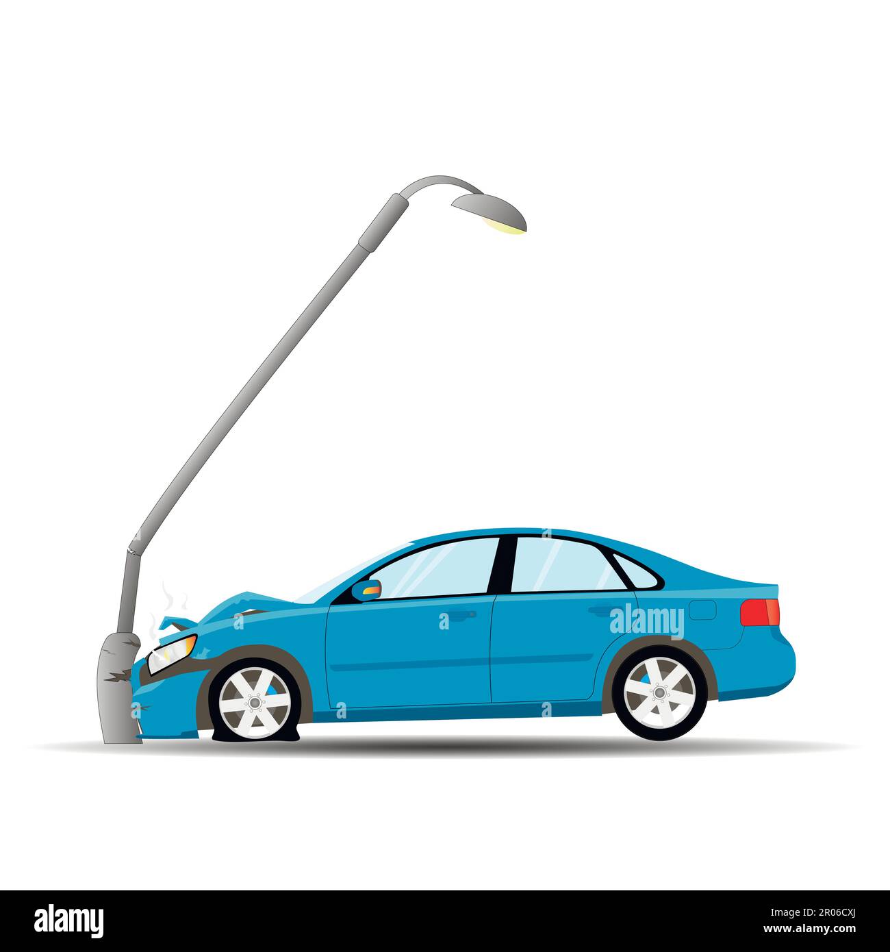 Accident. The blue car crashed into a lamp post Stock Vector Image ...