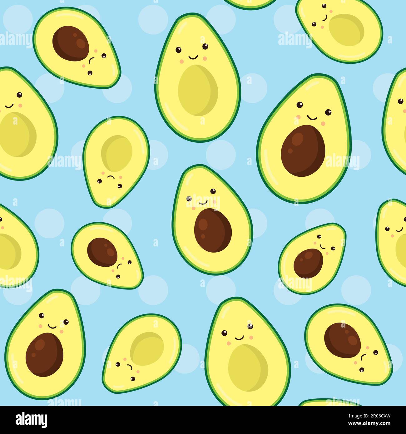 Seamless wallpaper with cute cartoon avocado Stock Vector Image & Art ...