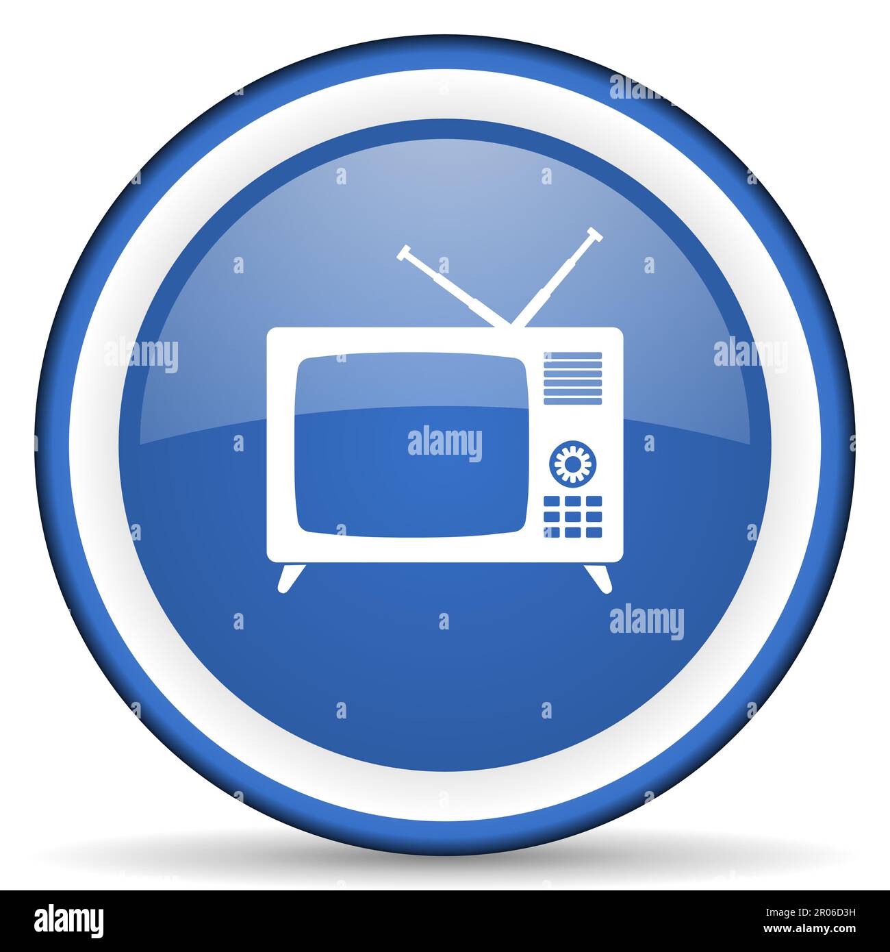 Stay home, covid-19 pandemic concept glossy web icon, blue circle ...