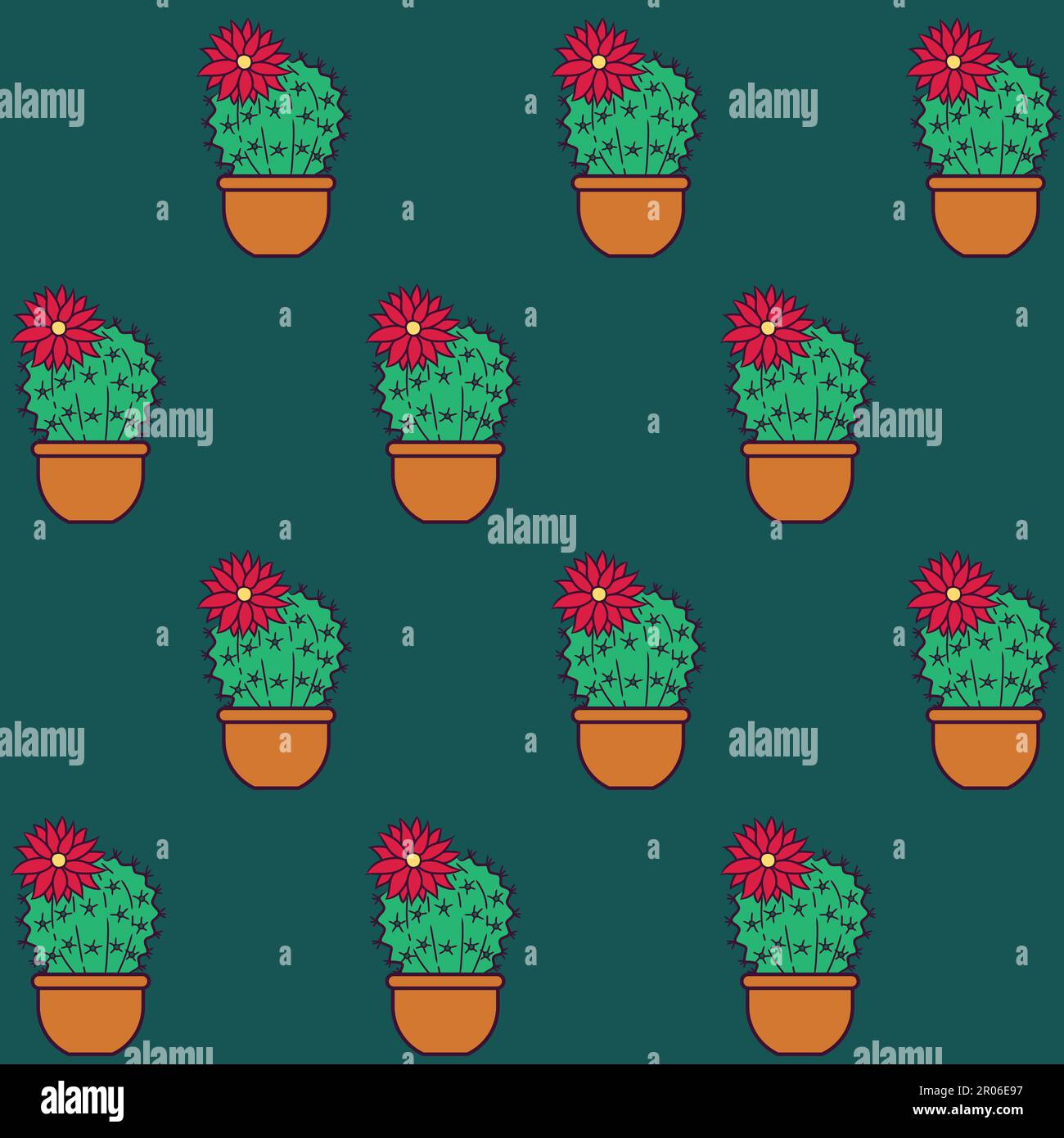 Vector seamless background with blooming cacti in pots Stock Vector Image & Art - Alamy
