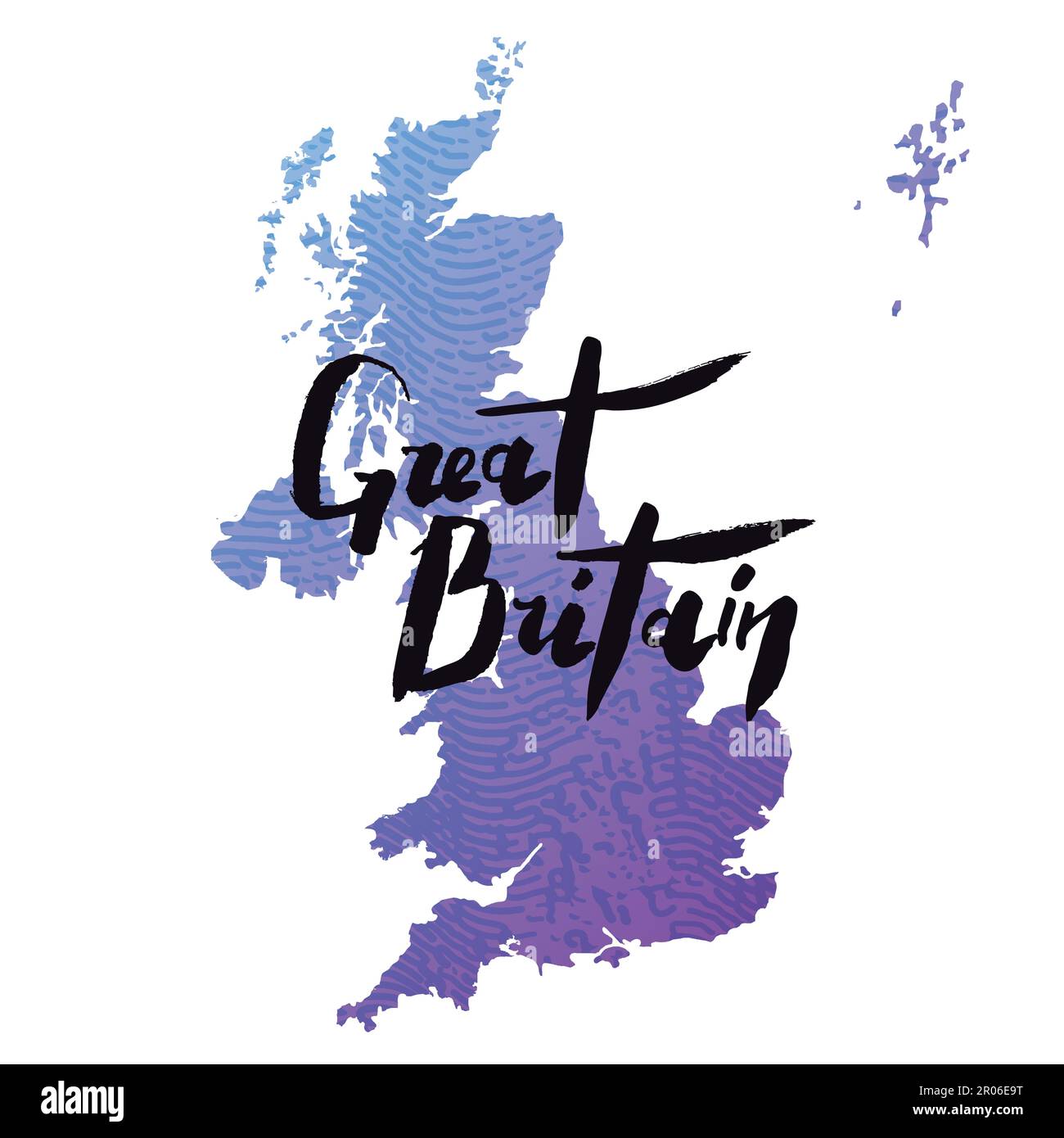 Lettering inscription Great Britain on a stylized country map Stock ...