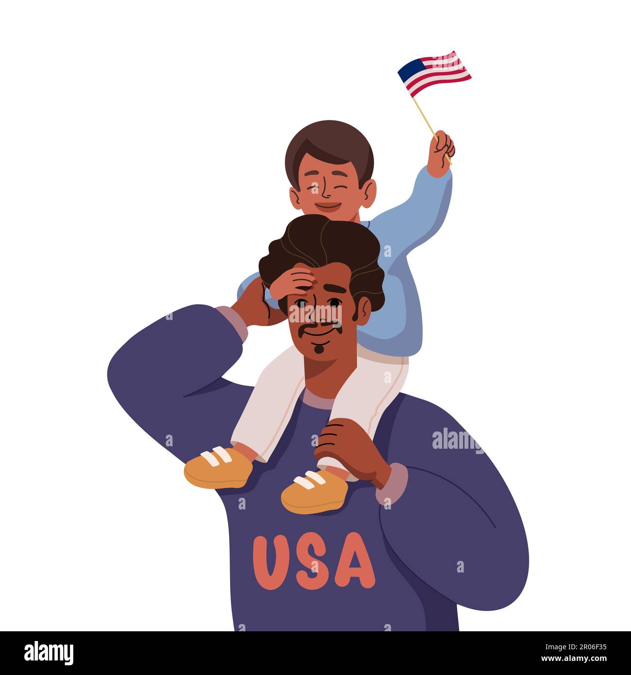 USA Independence Day concept with the best father and son on their ...