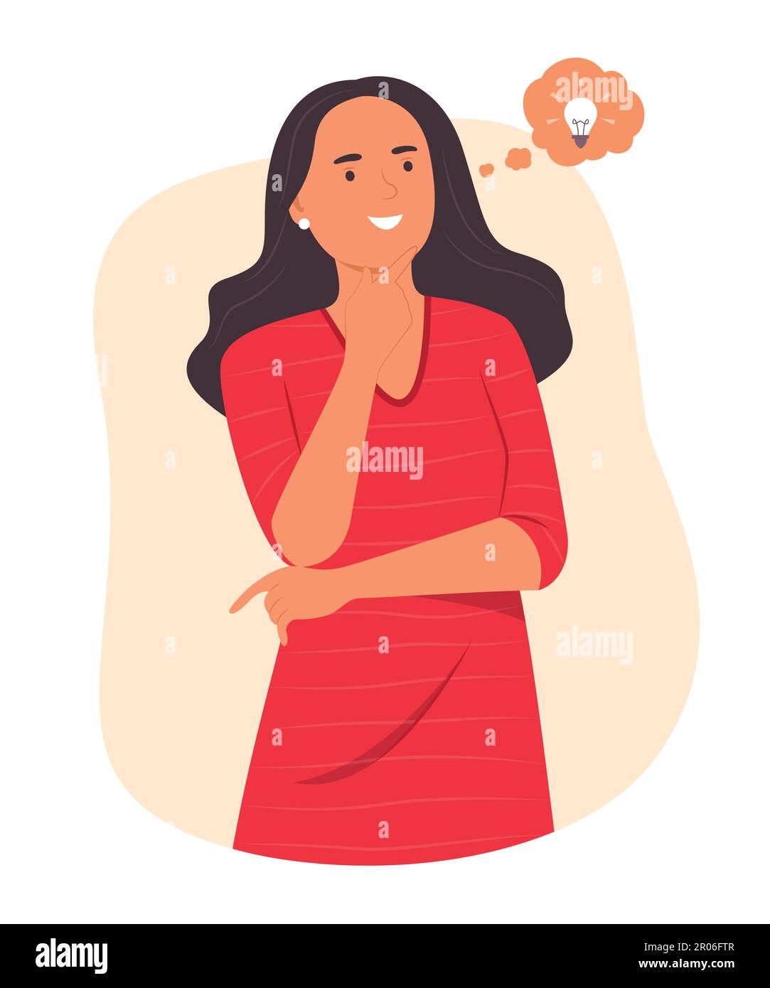 Woman Thinking Good Idea Concept Illustration Stock Vector Image & Art ...