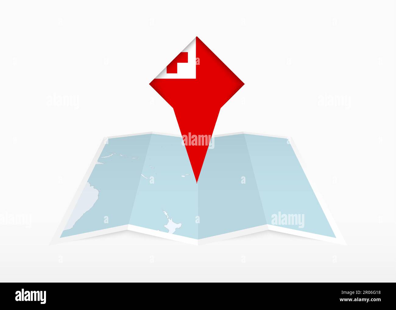 Tonga is depicted on a folded paper map and pinned location marker with ... Tonga is depicted on a folded paper map and pinned location marker with ...