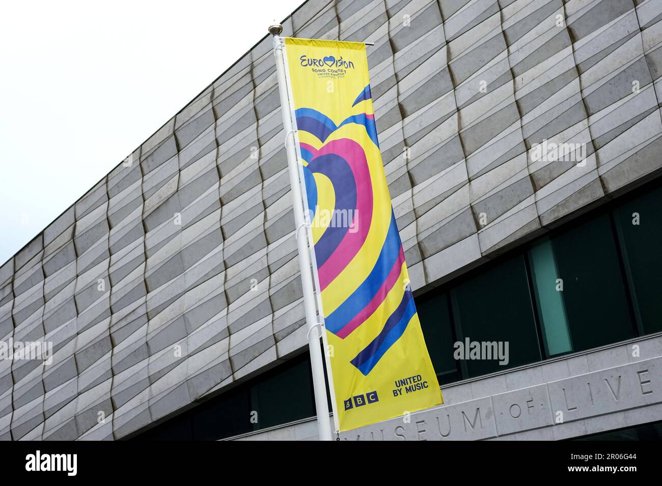 Eurovision Song Contest 2023 flag in Liverpool Stock Photo - Alamy