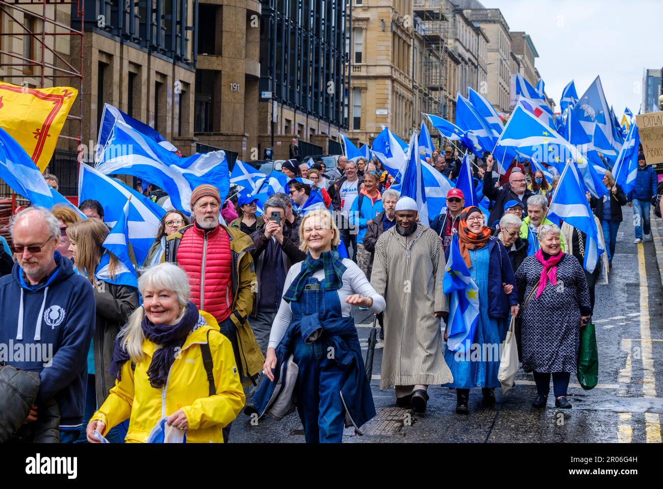 Independence march through the streets of Glasgow on 6th May 2023 ...