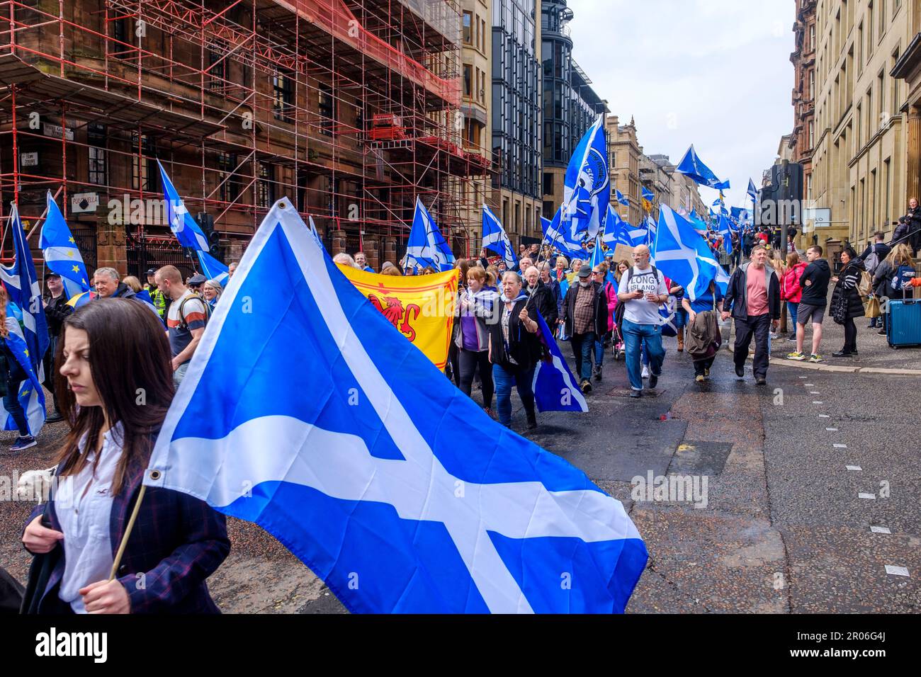 Independence march through the streets of Glasgow on 6th May 2023 ...