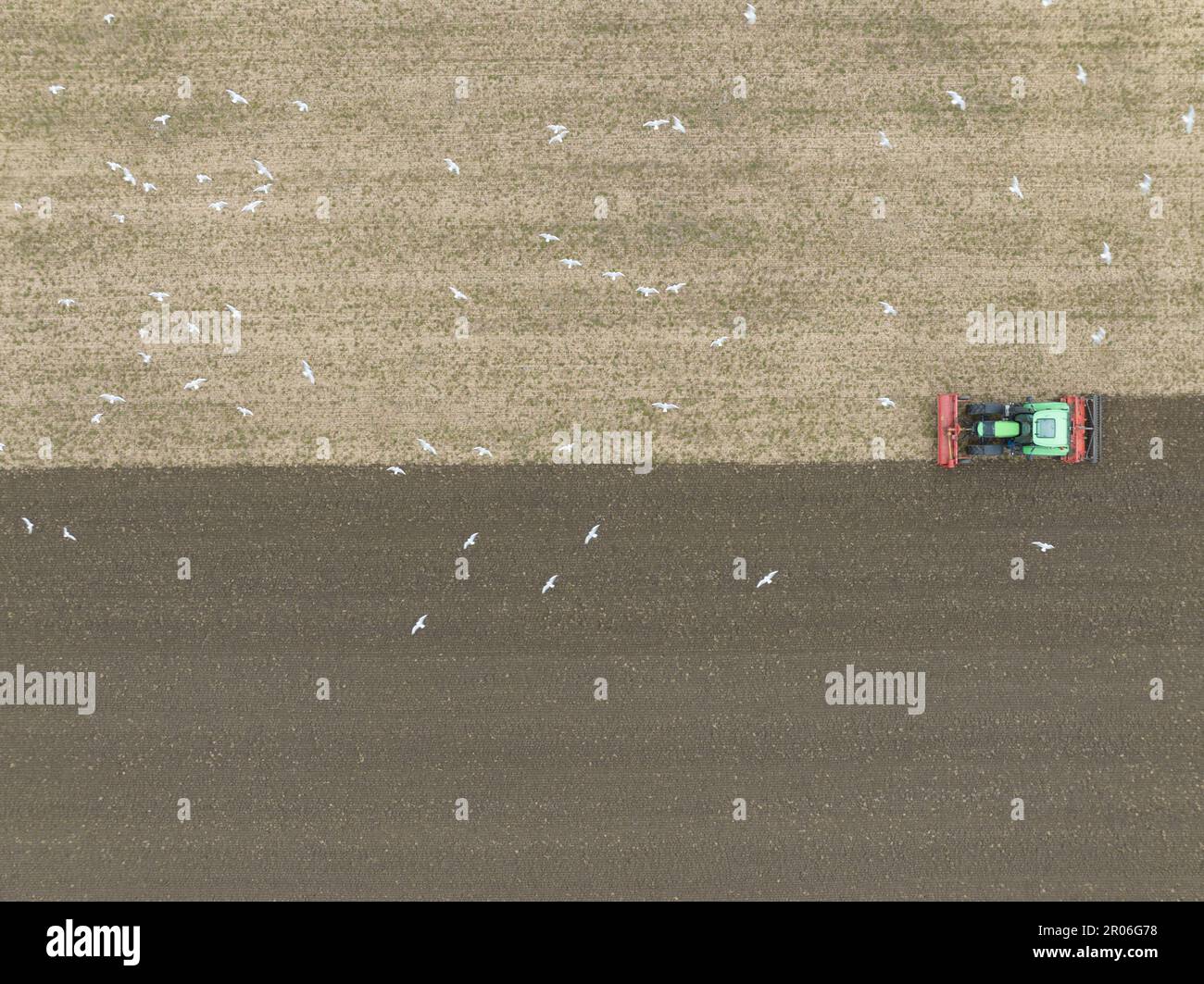 Aerial footage tractor ploughing agriculture hi-res stock photography ...
