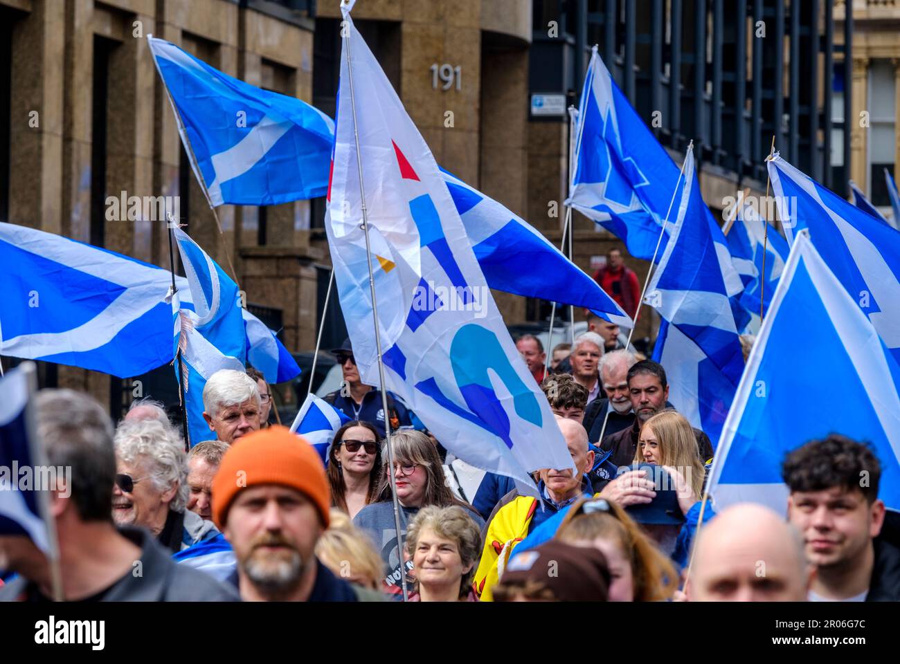 Independence march through the streets of Glasgow on 6th May 2023 ...