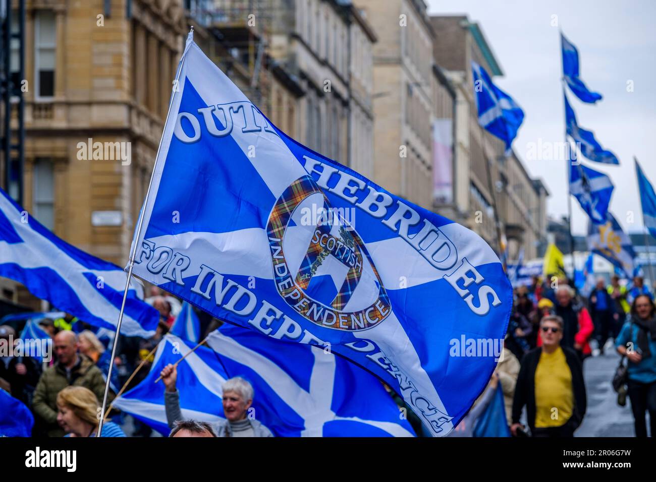 Independence march through the streets of Glasgow on 6th May 2023 ...