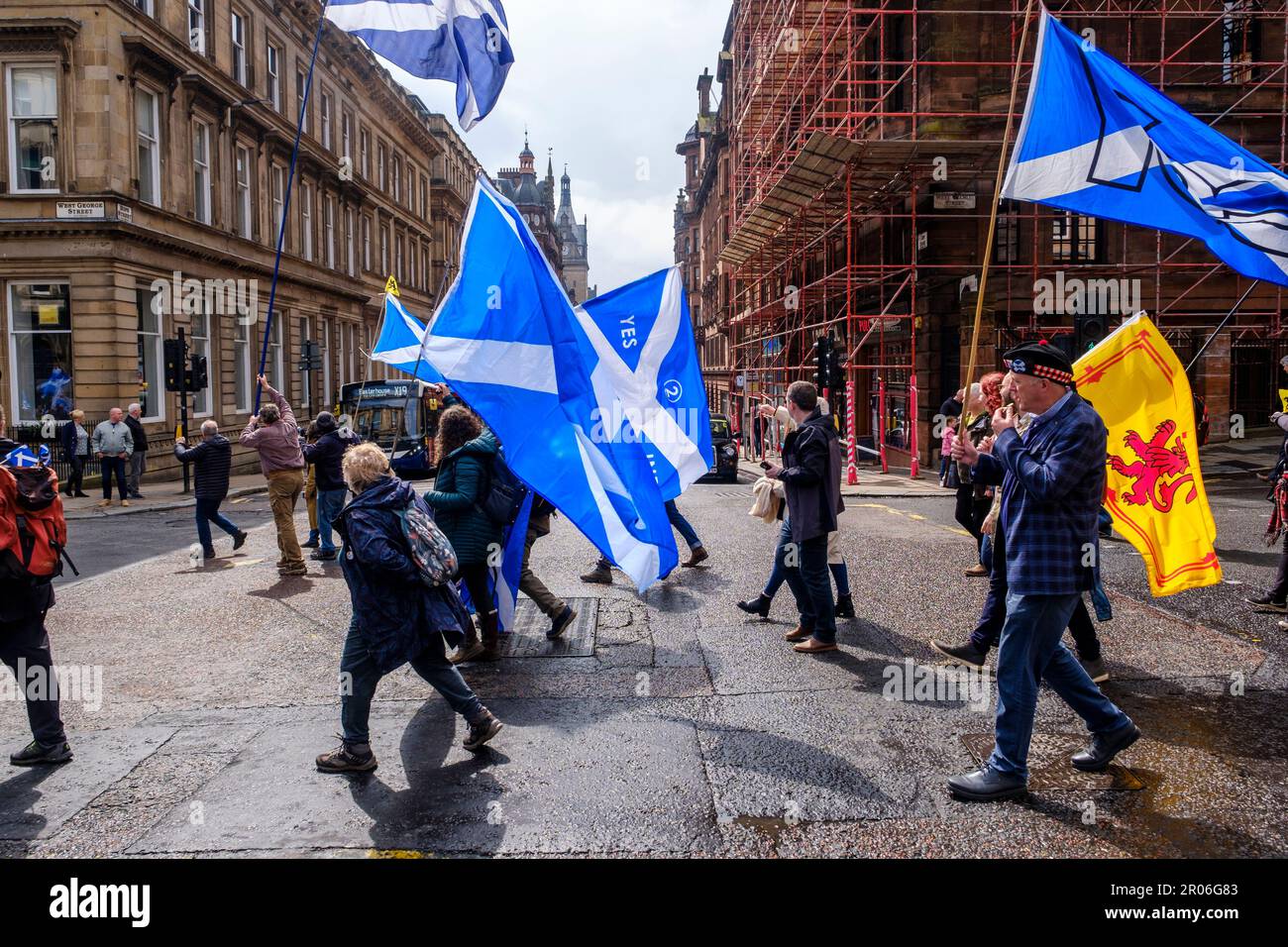 Independence march through the streets of Glasgow on 6th May 2023 ...