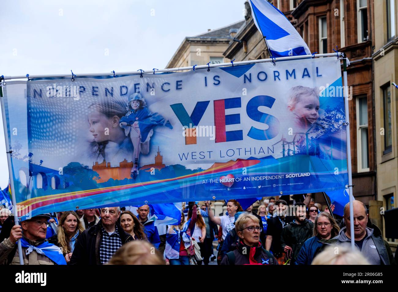 Independence march through the streets of Glasgow on 6th May 2023 ...
