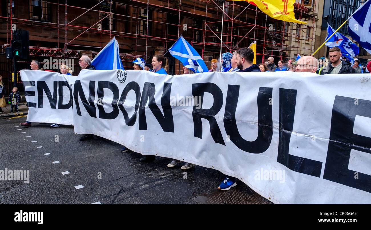 Independence march through the streets of Glasgow on 6th May 2023 ...