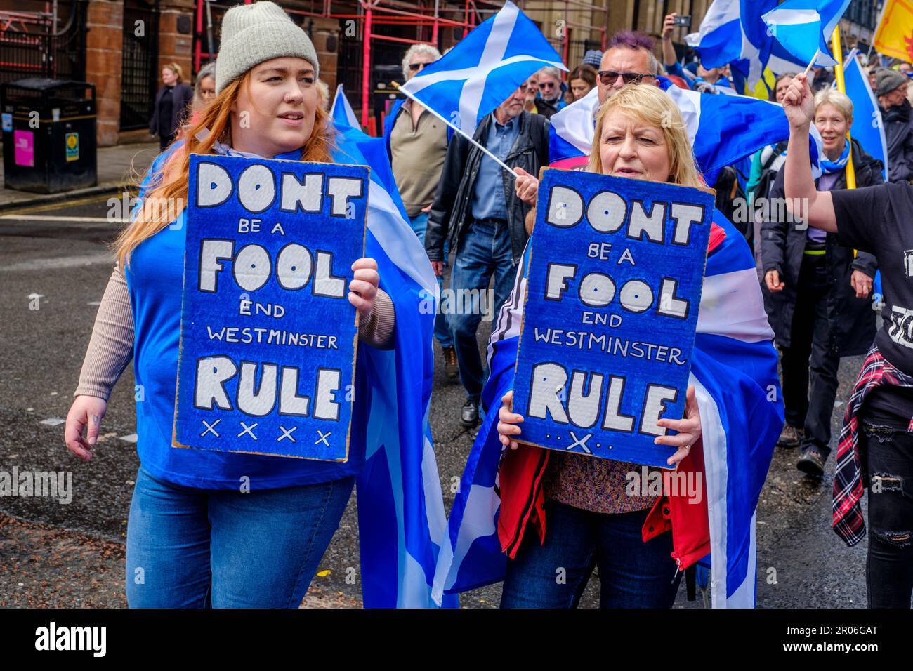 Independence march through the streets of Glasgow on 6th May 2023 ...