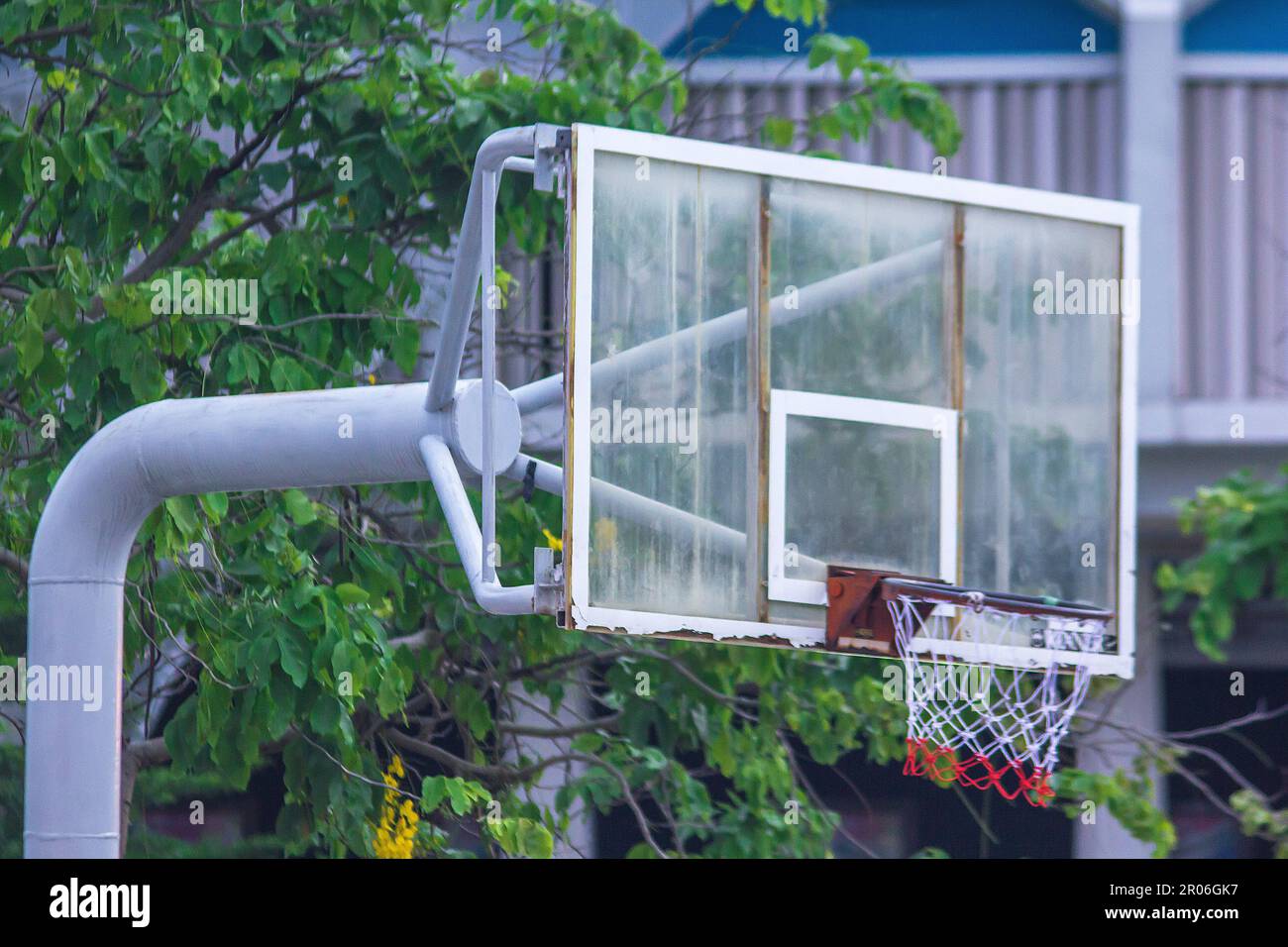 Neglected basketball court hoop and backboard hi-res stock photography ...