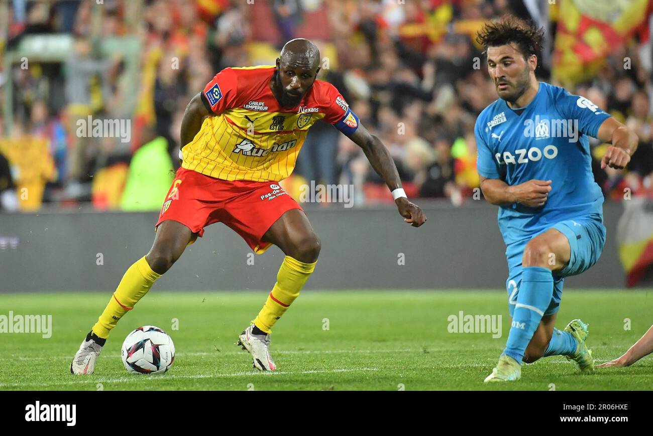 Lens, France. 07th May, 2023. Seko Fofana of RC Lens and Lead Kolasinac Olympique de Marseille ...