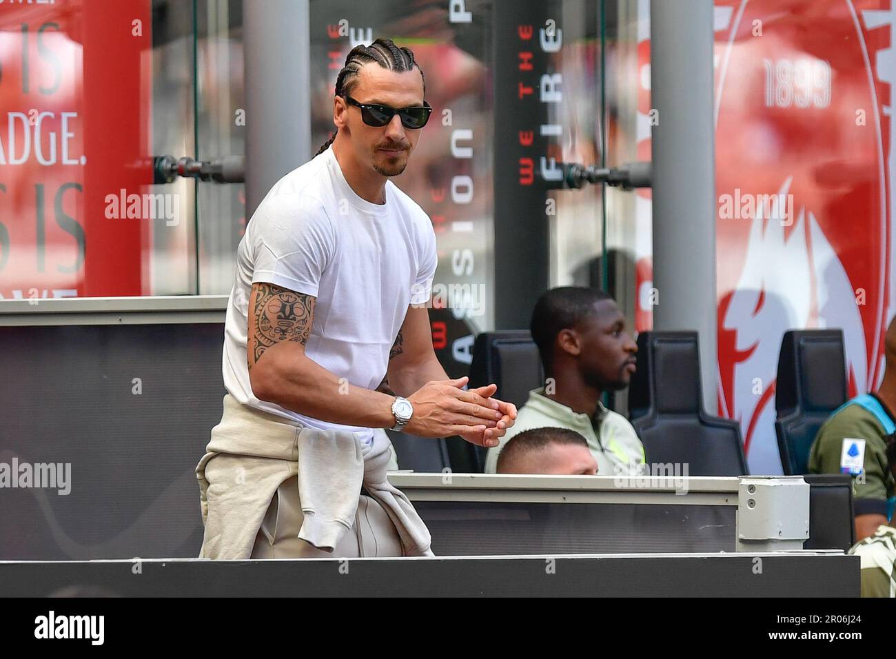 Milano, Italy. 06th May, 2023. Zlatan Ibrahimovic of AC Milan is watching the Serie A match ...