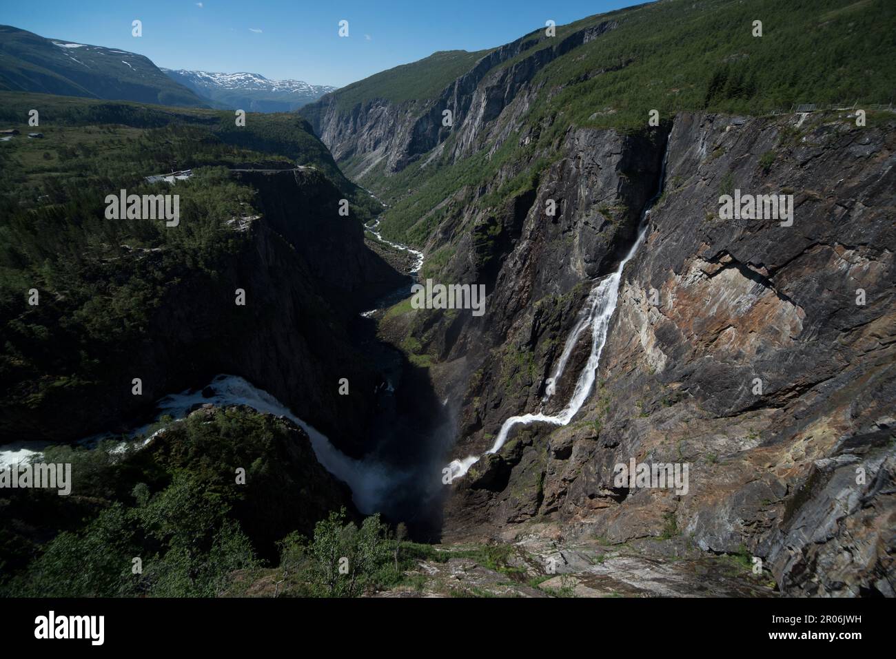 Thundering waterfall Voeringfossen running over 182 meter from ...