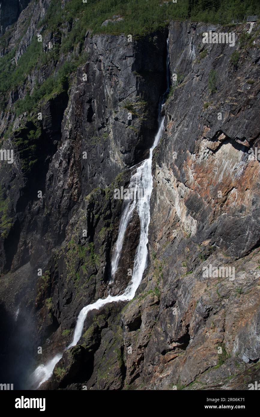 Thundering waterfall Voeringfossen running over 182 meter from ...