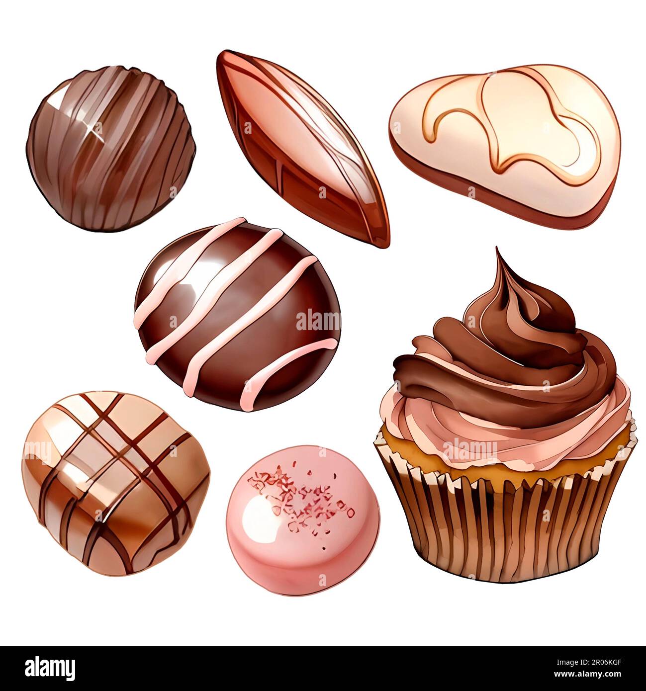 Collection Watercolor of sweet chocolate design great for cards ...