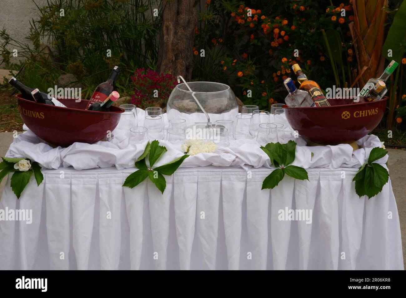 Alcohol bottles party table hi-res stock photography and images - Alamy