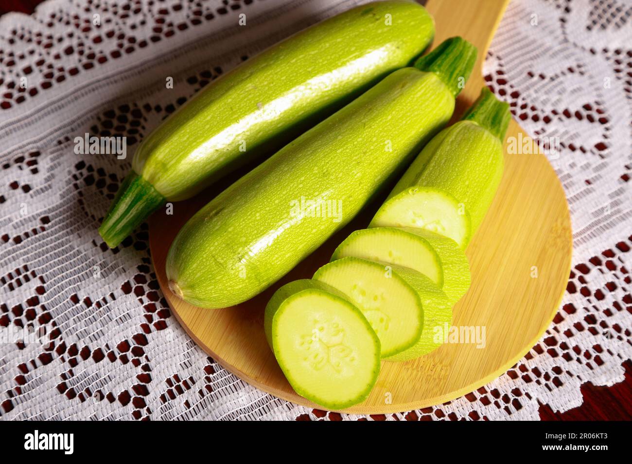 Fresh green courgettes in the kitchen, in natural light Stock Photo - Alamy