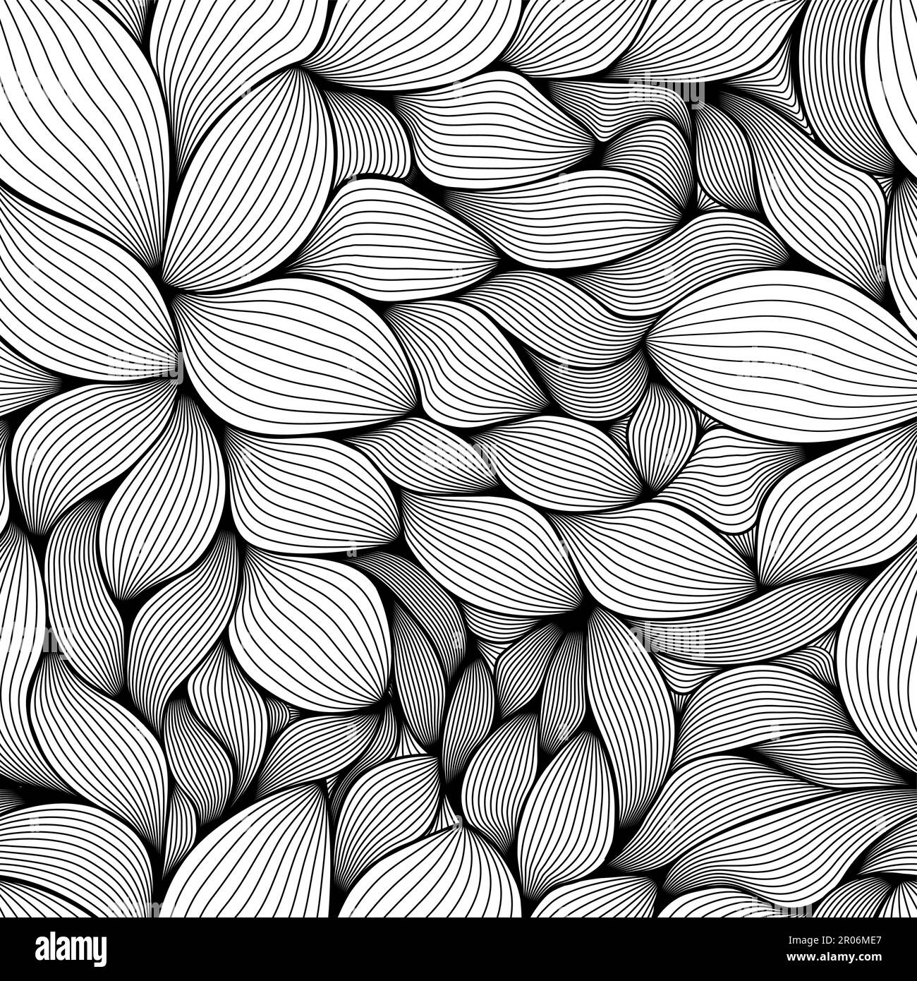 Modern Optical Seamless texture made of leaves black on white ...
