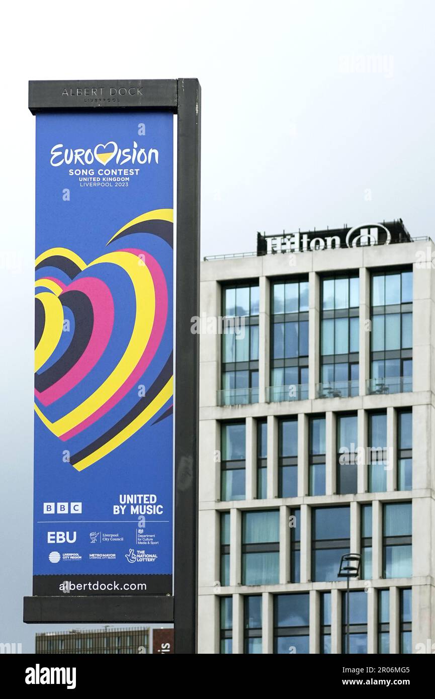 Eurovision Song Contest 2023 flag in Liverpool Stock Photo - Alamy