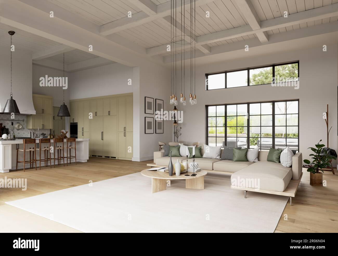 3D illustration of a modern house interior. rendering design Stock ...