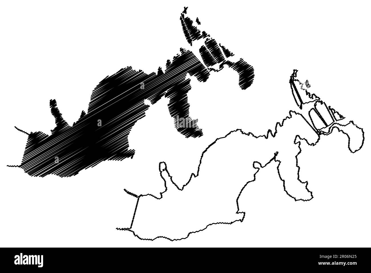 Lake Mandrensko (Republic of Bulgaria) map vector illustration ...