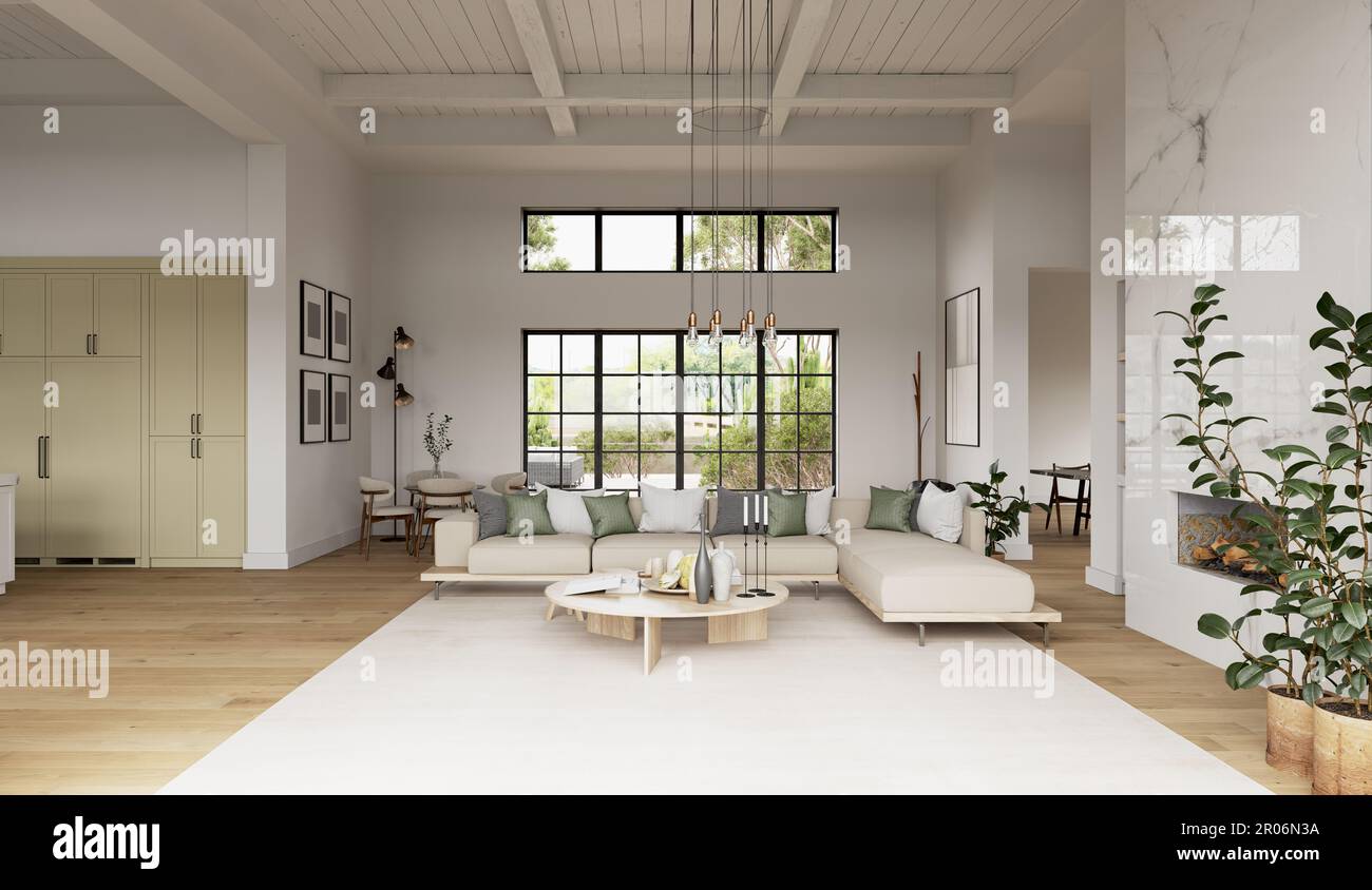 3D illustration of a modern house interior. rendering design Stock ...