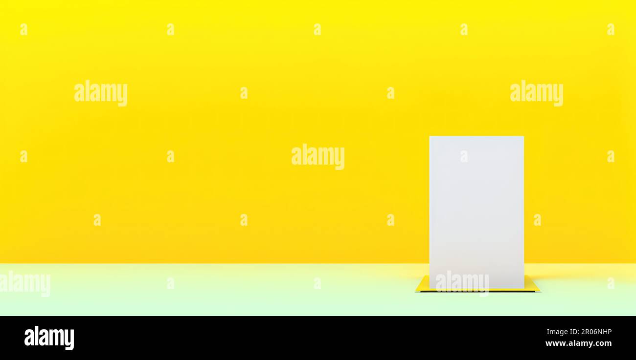 Empty yellow table for product with yellow wall background Stock Photo ...