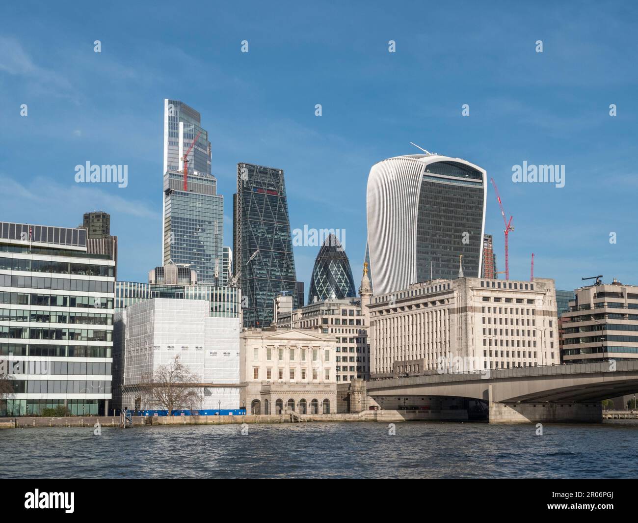 VIew across the River Thames towards the City of London in central ...