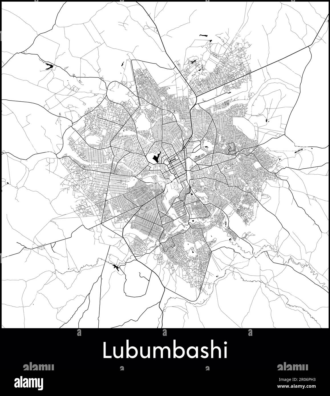 City Map Africa Democratic Republic of Congo Lubumbashi vector ...