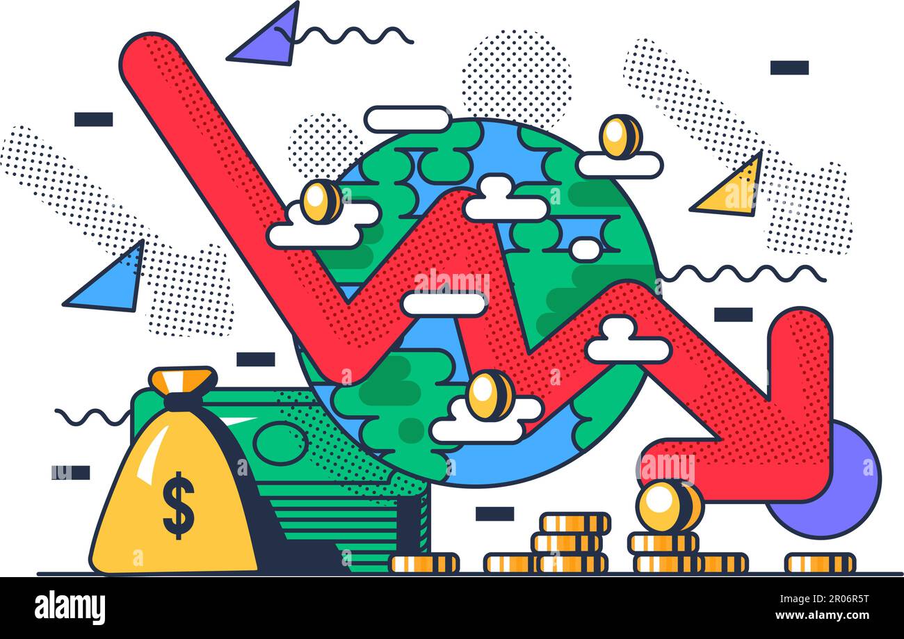 Economic banking crisis, recession. Falling quotes and value of ...