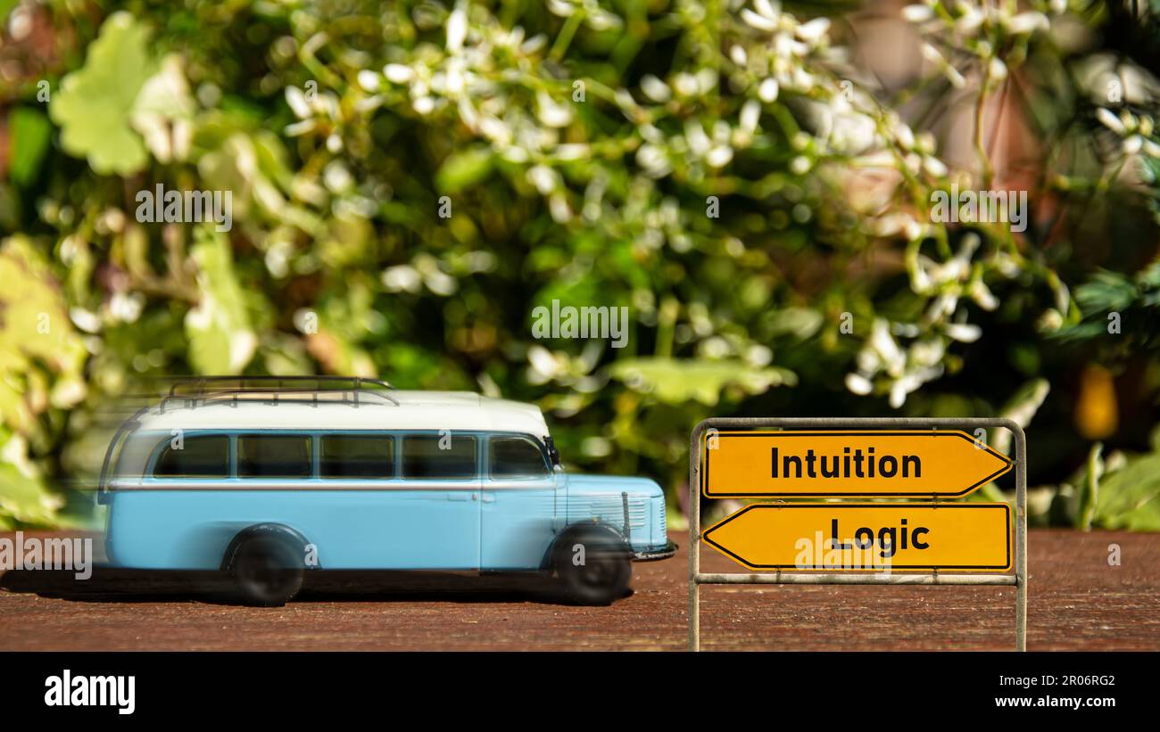 Street Sign the Direction Way to Intuition versus Logic Stock Photo - Alamy