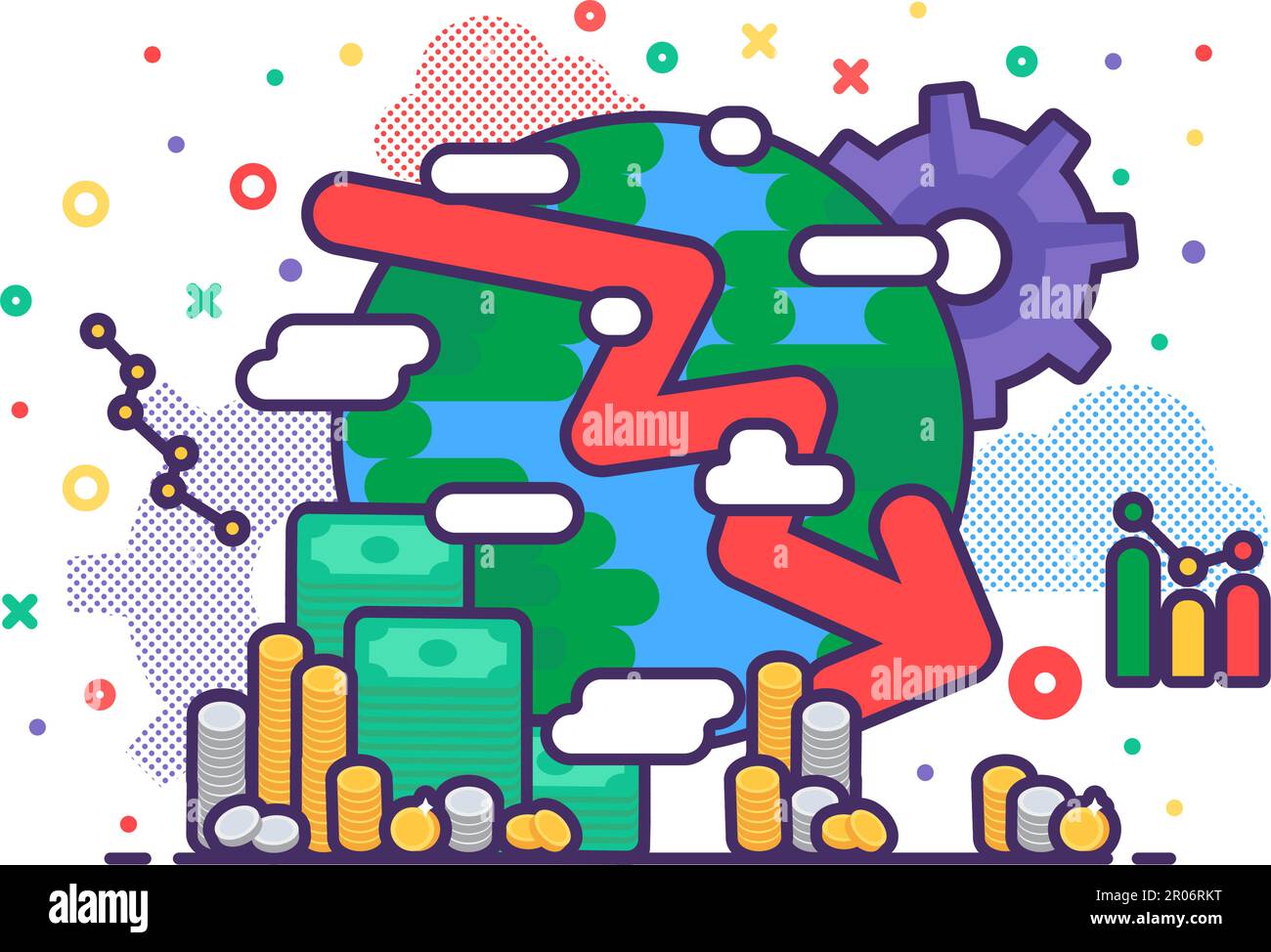 Global economic Crisis. Falling quotes and value of securities on stock ...