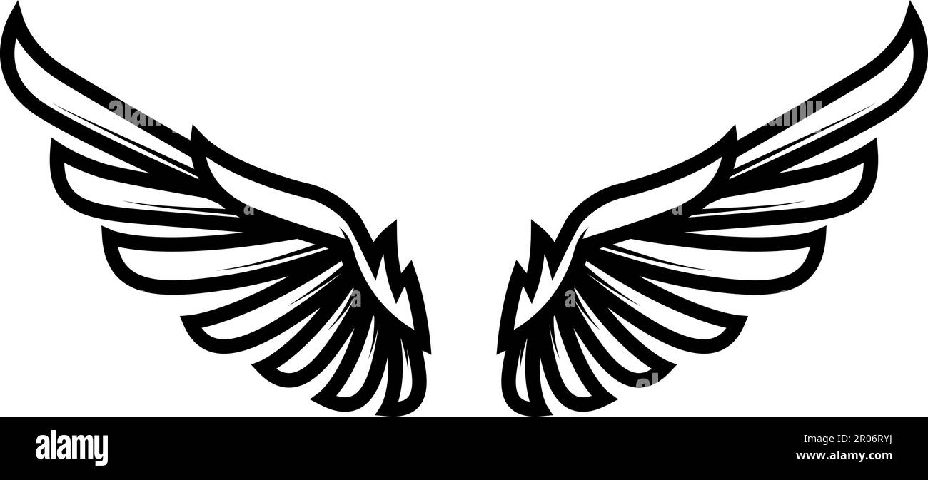 Illustration of the bird wings. Design element for logo, label, sign ...