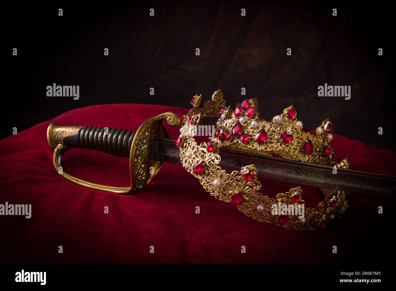 Golden king's crown and French infantry officier's sabre sword dating ...