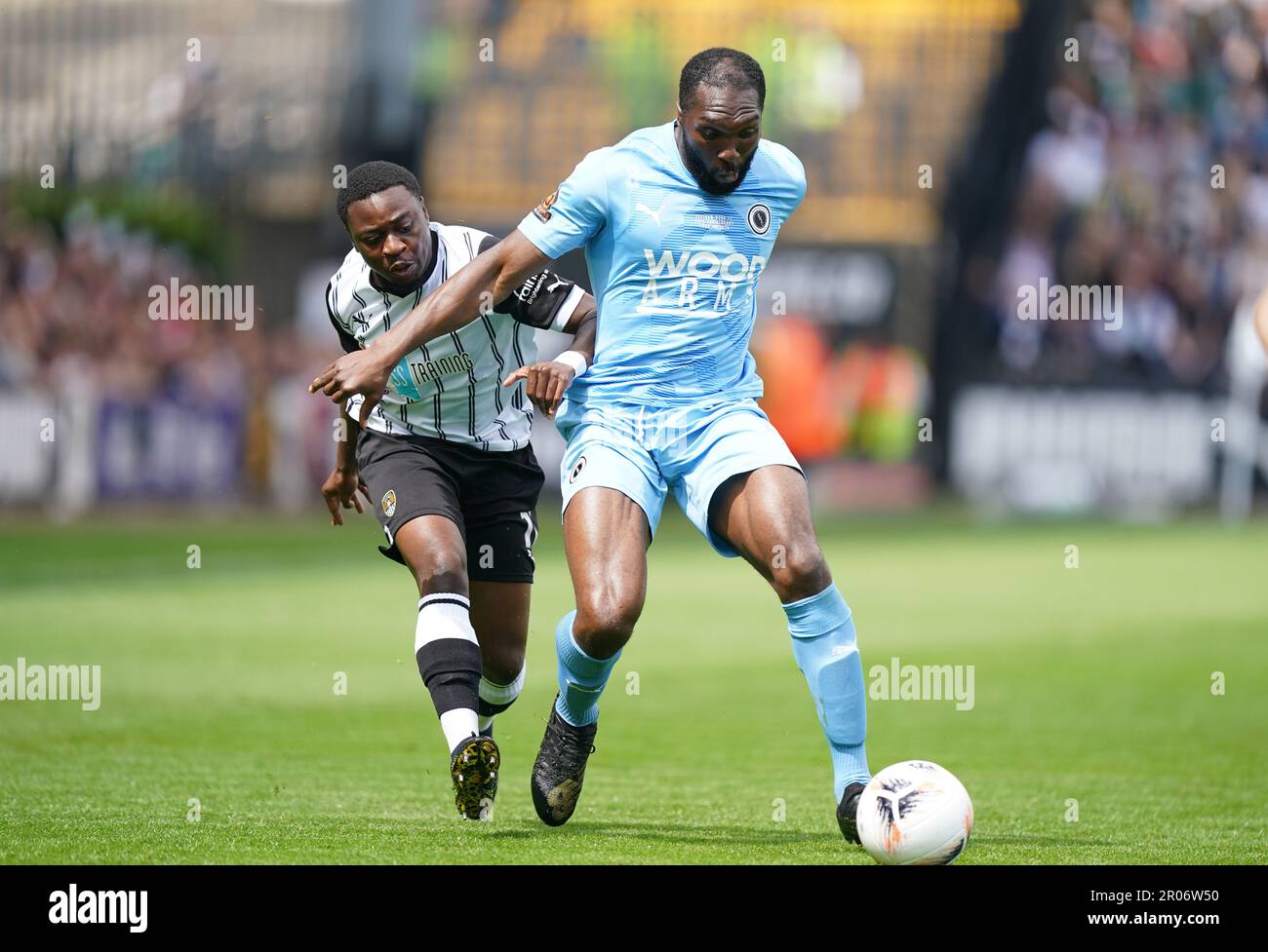Notts County's Aaron Nemane (left) and Boreham Wood's Femi Ilesanmi ...