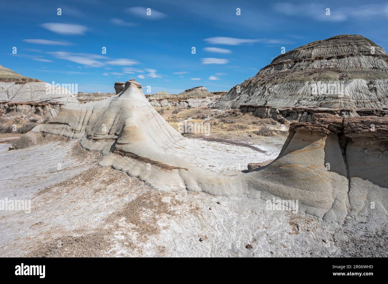 Eroded land formations in Dinosaur Provincial Park, Alberta, Canada ...