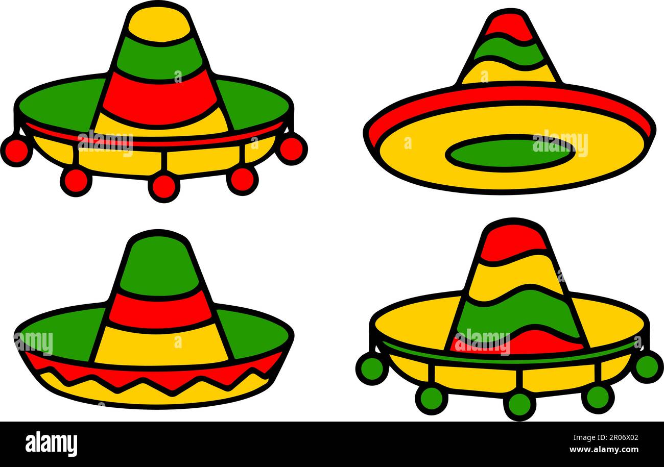 Mexican sombrero with ornament design on top. Vector colorful ...
