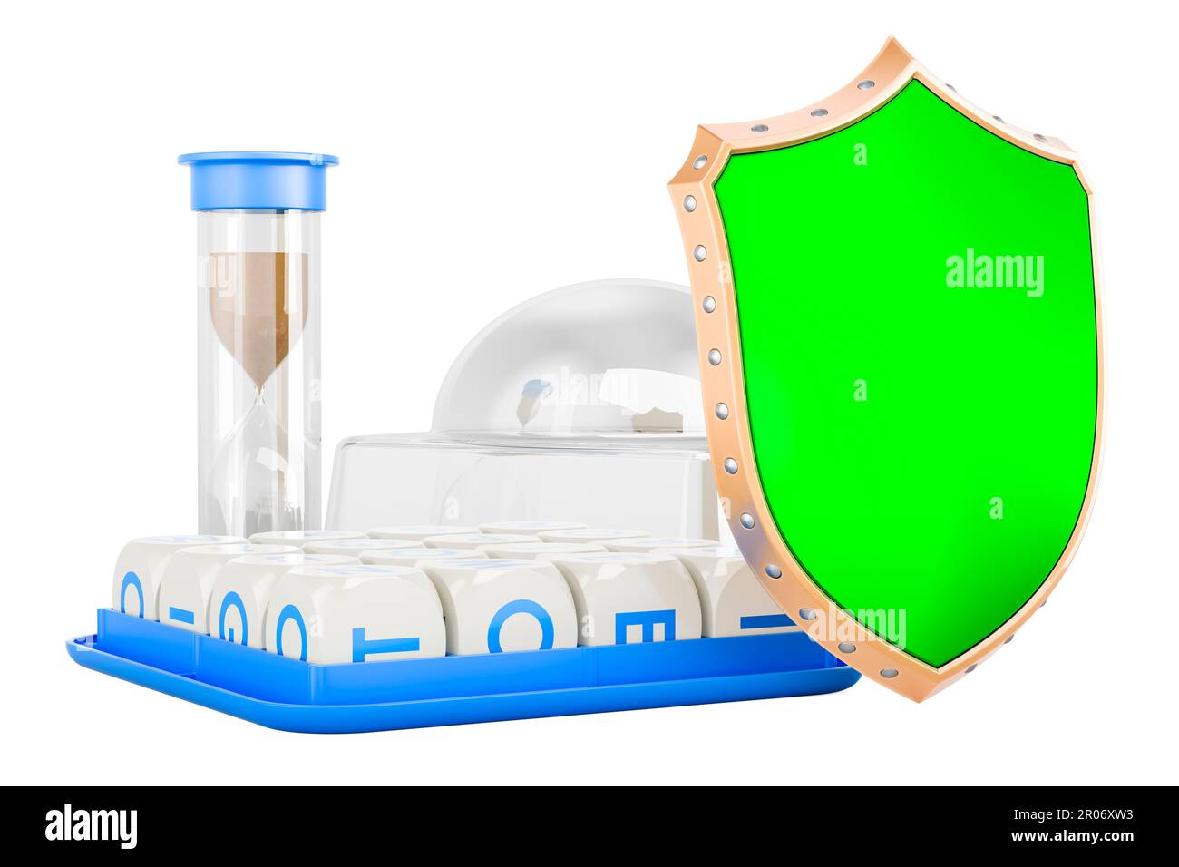 Boggle Board Game with shield. 3D rendering isolated on white ...