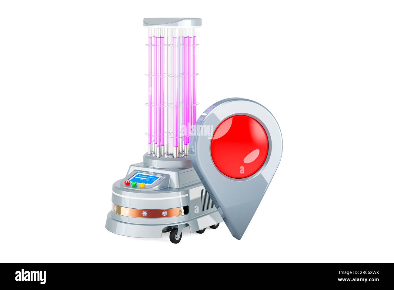 UV-Disinfection Robot with map pointer, 3D rendering isolated on white ...